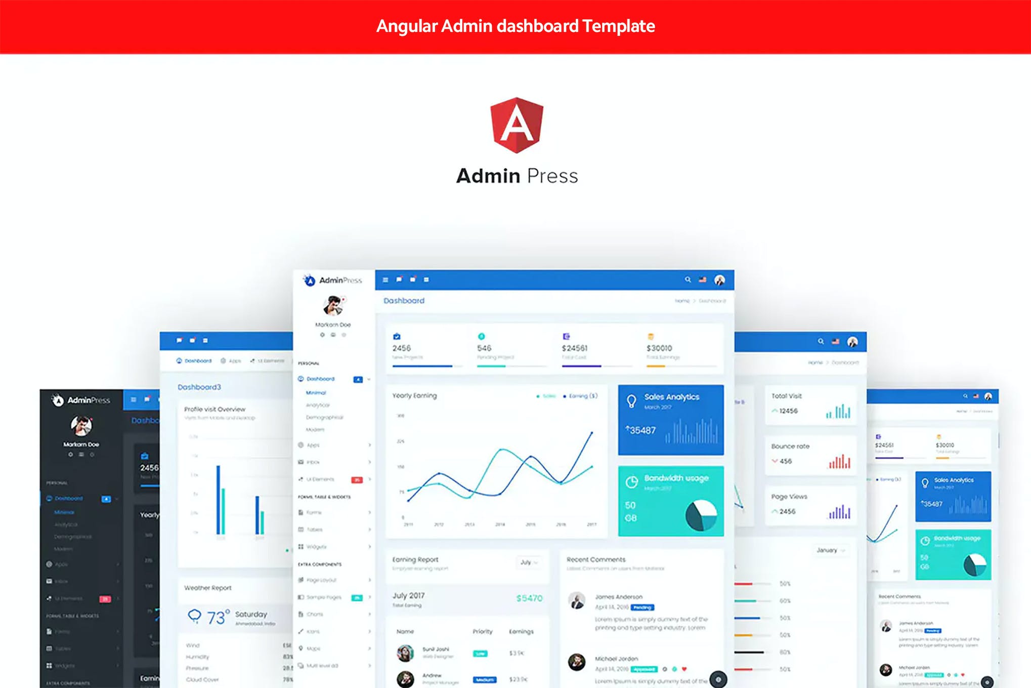 Admin Press Angular dashboard Template