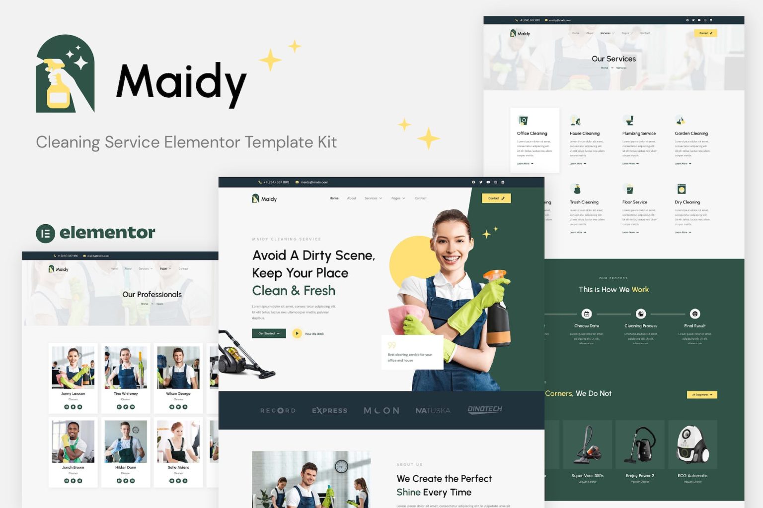 Maidy - Cleaning Service Elementor Template Kit- Download for Wordpress