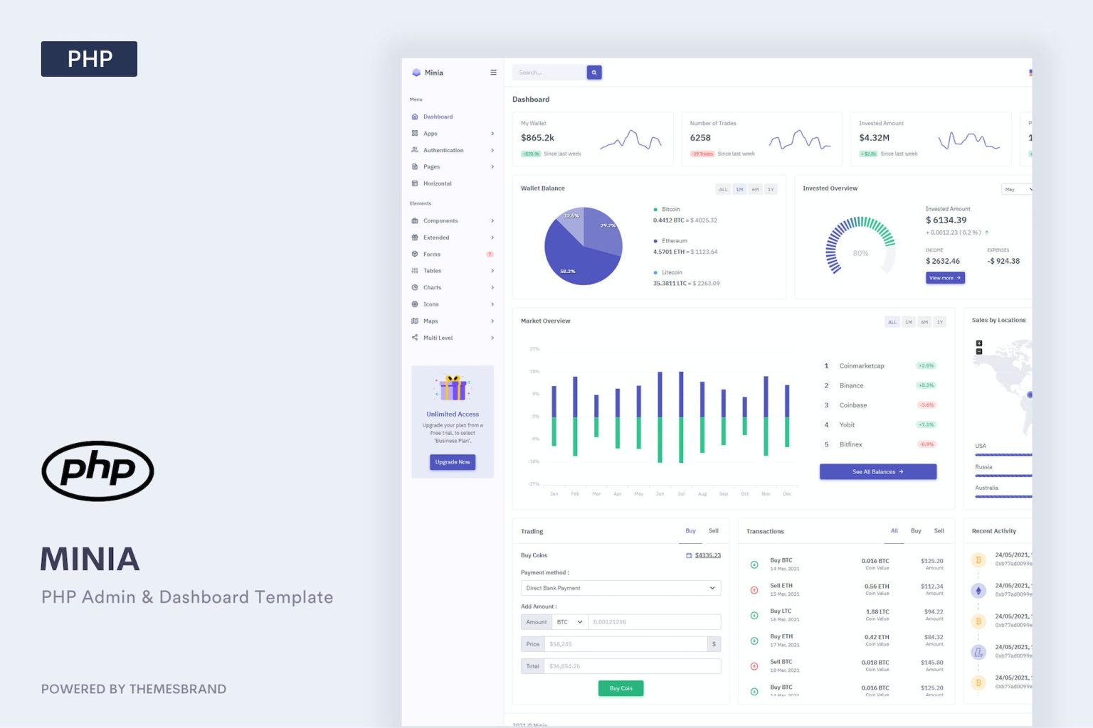 Minia - PHP Admin & Dashboard Template