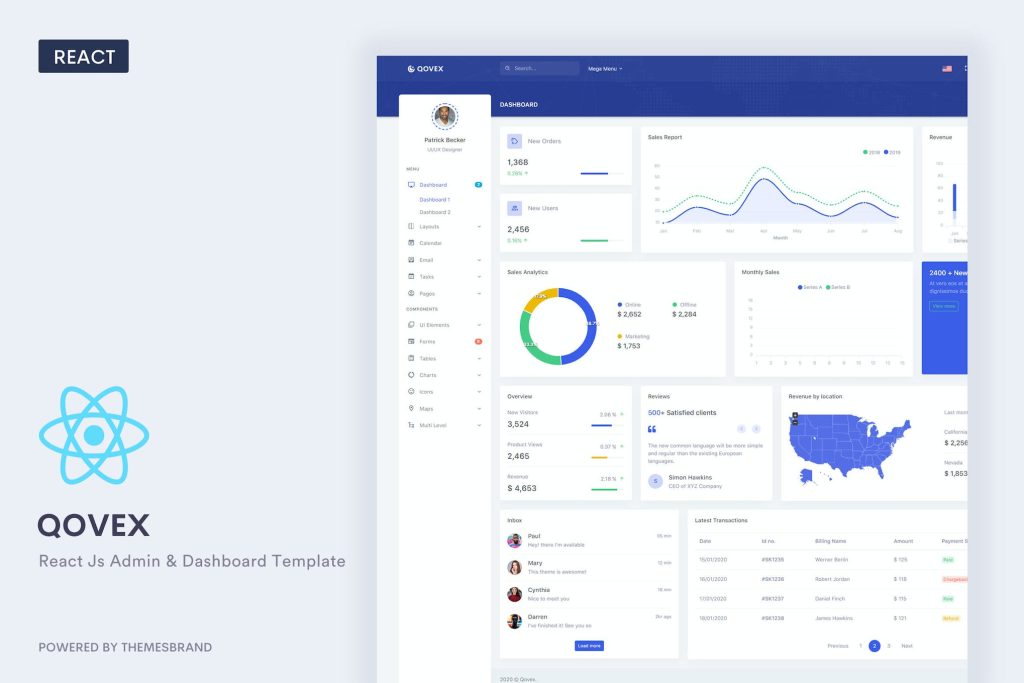 Qovex- React Js Admin and Dashboard Template