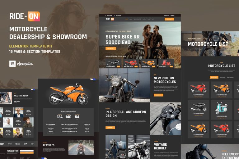Ride ON- Motorcycle Dealership WordPress Elementor Template Kit