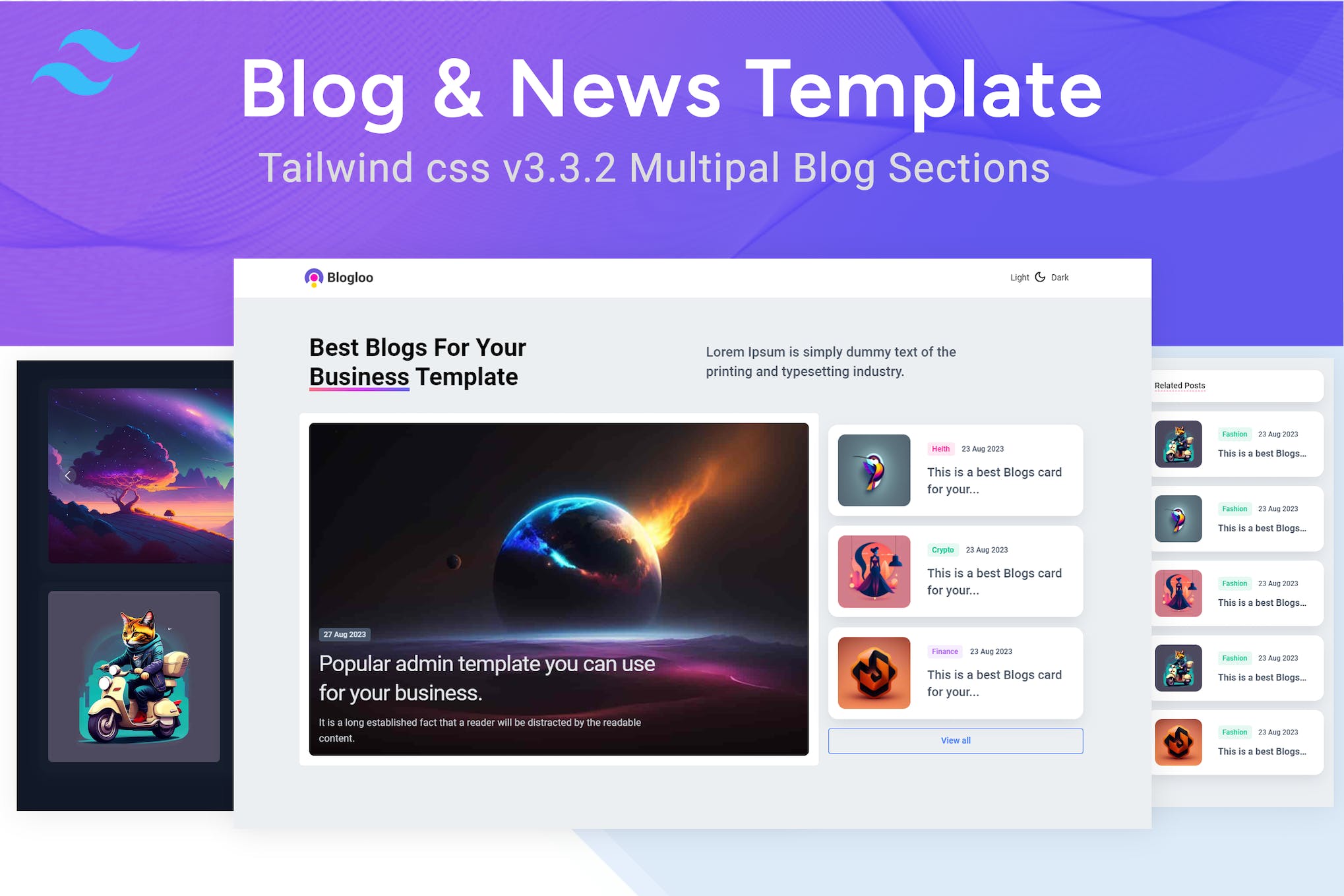 Blog - Blogloo TailwindCSS News Template- Download for Wordpress