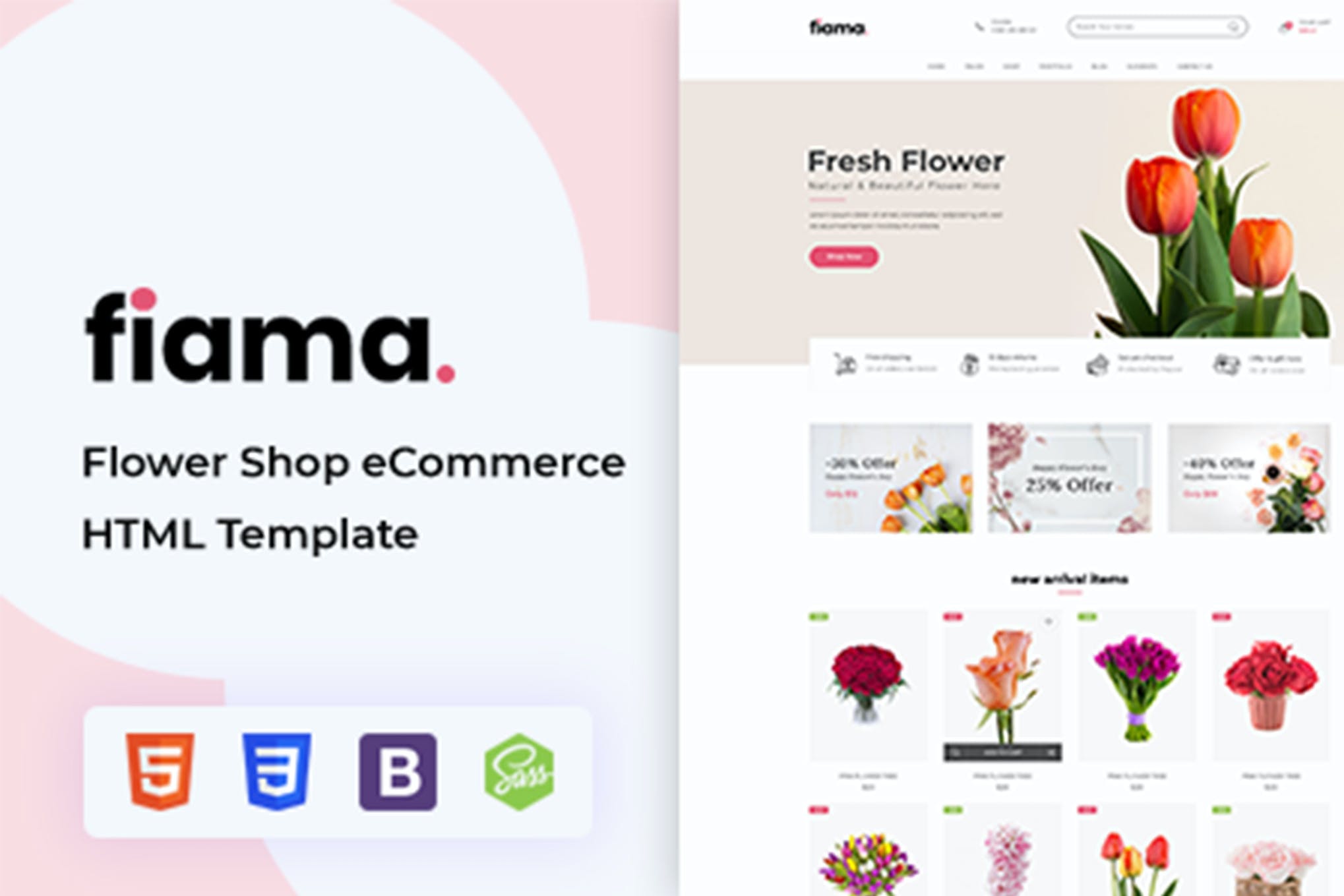 Fiama - Flower & Florist Shop Bootstrap Template- Download for Wordpress