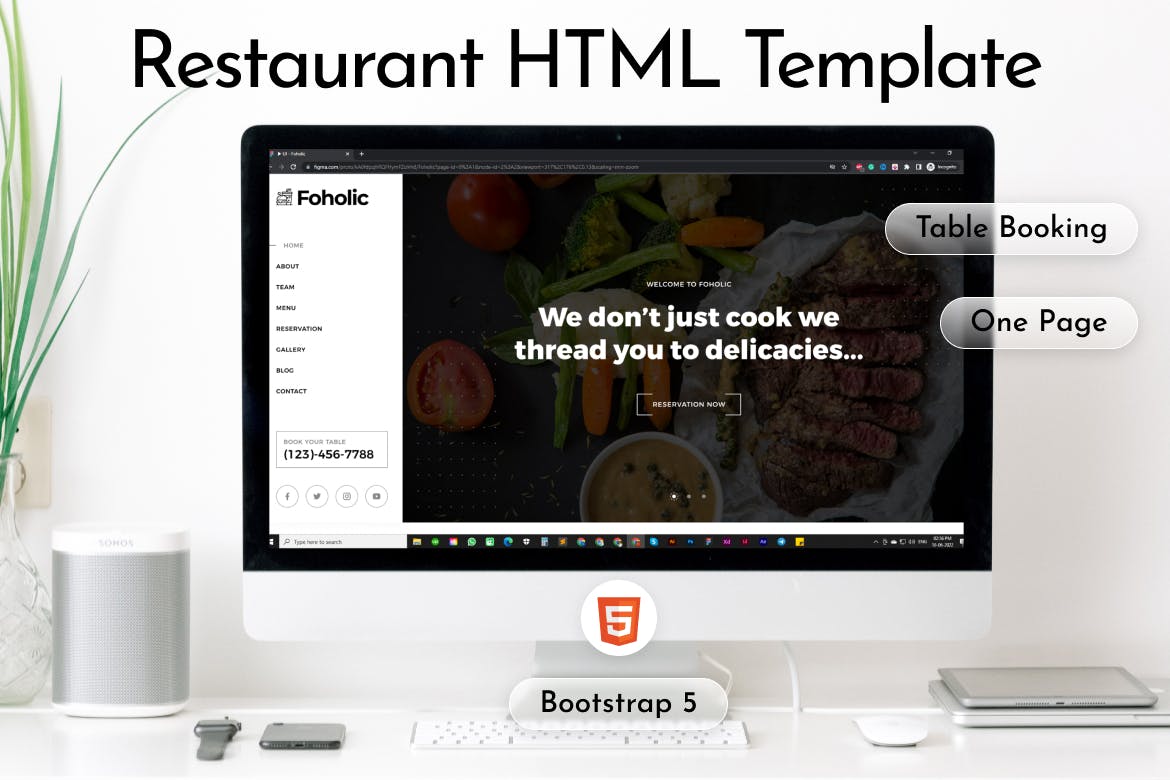 Foholic - One Page Restaurant HTML Template- Download for Wordpress