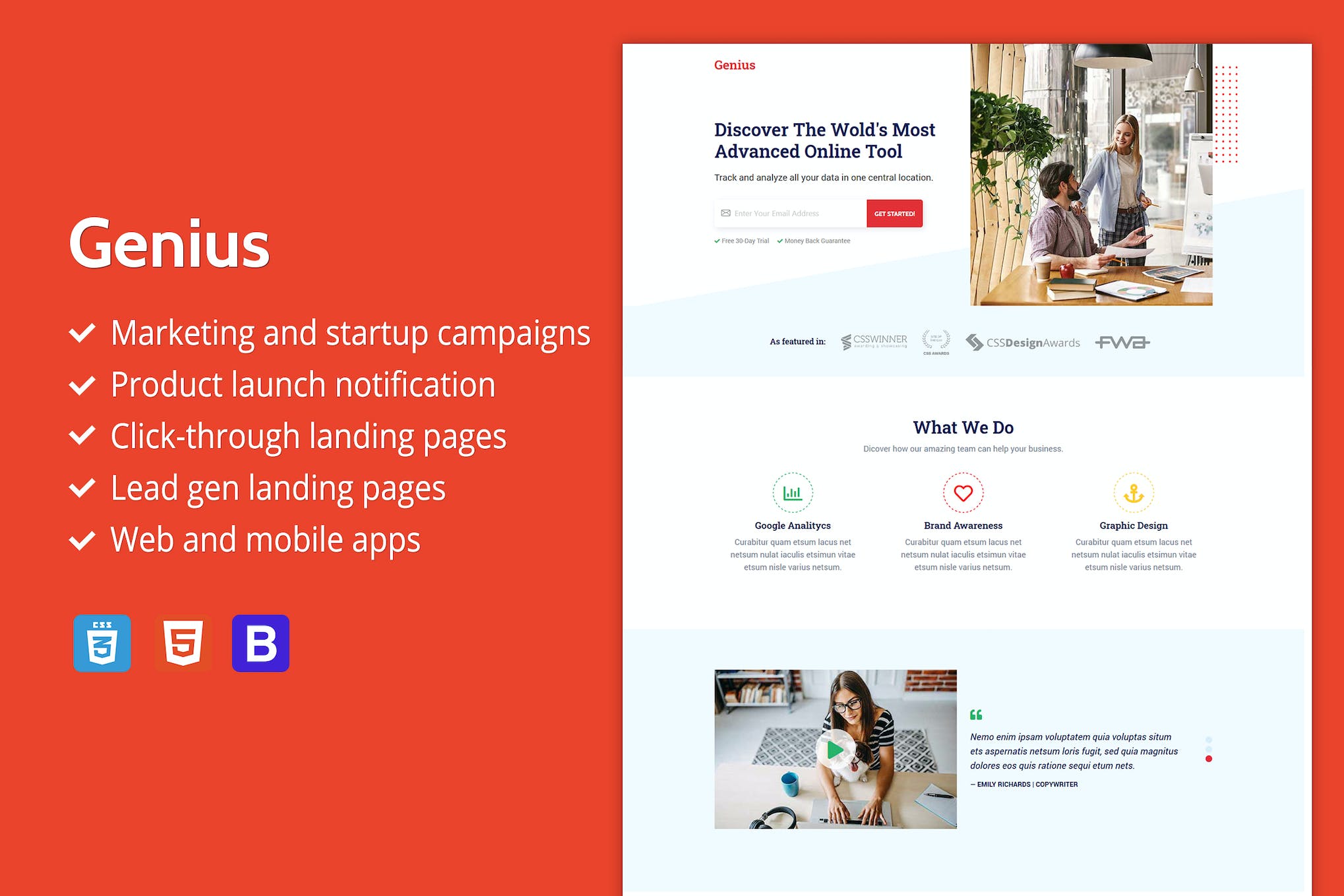Genius - Premium HTML Landing Page Template