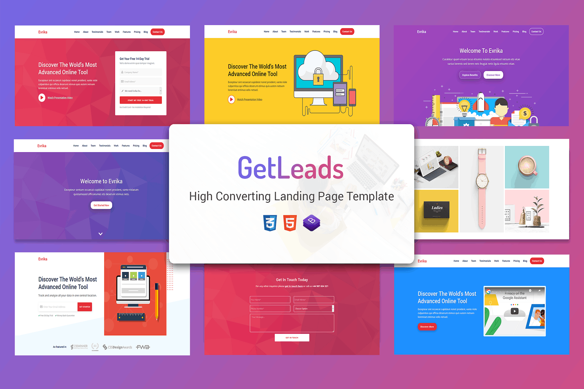 GetLeads - Marketing HTML Landing Page Template- Download for Wordpress