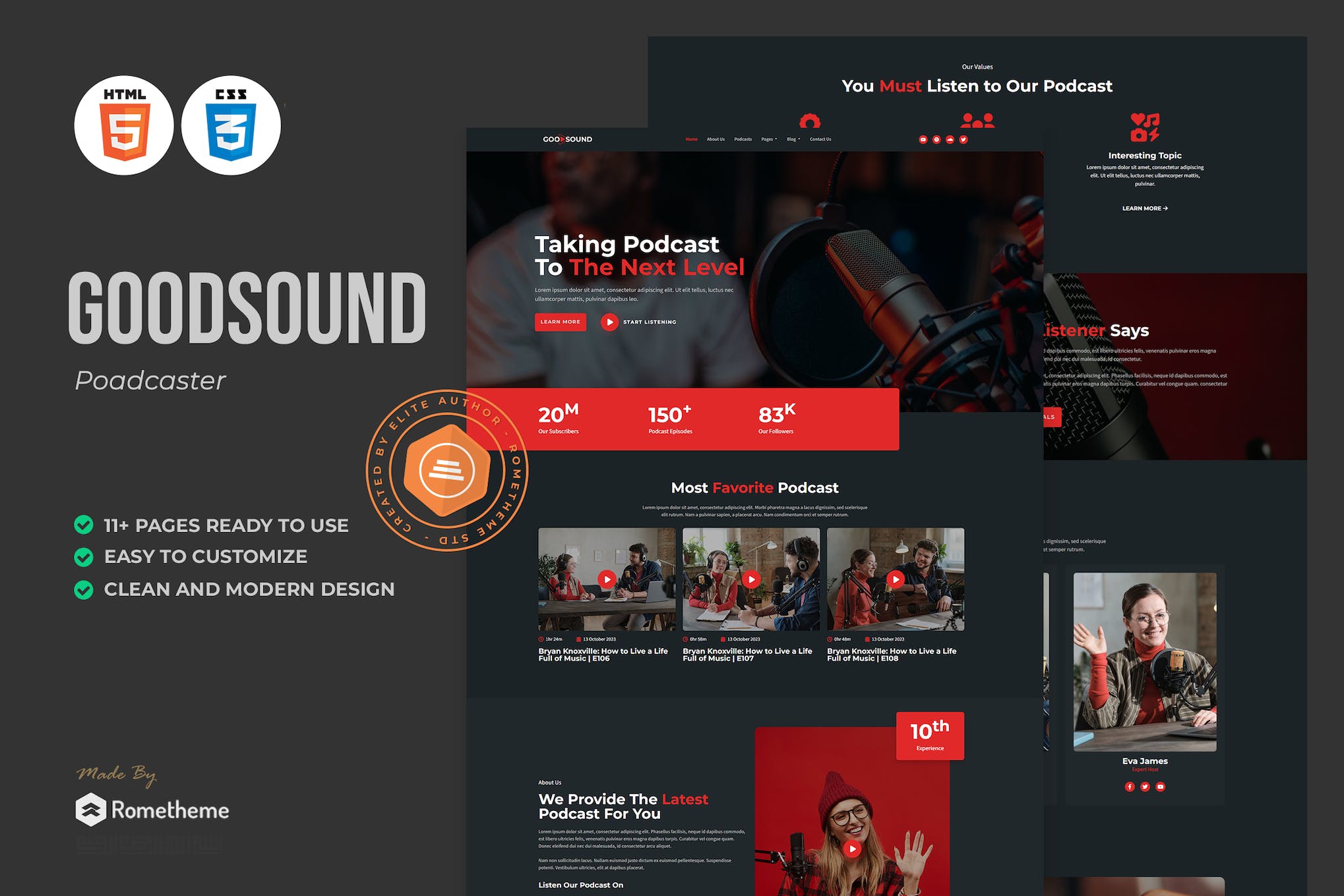 Goodsound - Podcaster HTML Template- Download for Wordpress