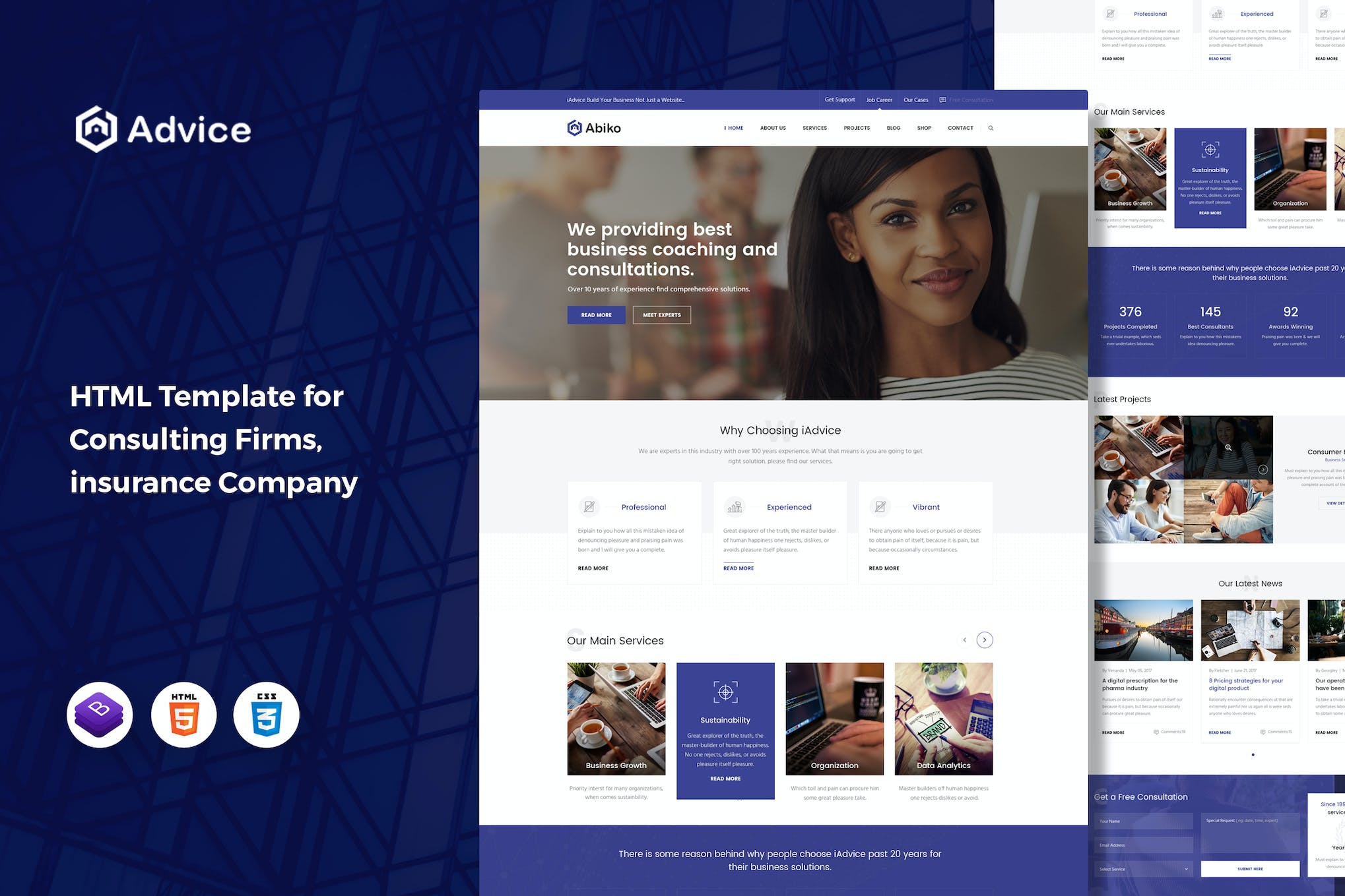 iAdvice - Business Consulting HTML Template- Download for Wordpress
