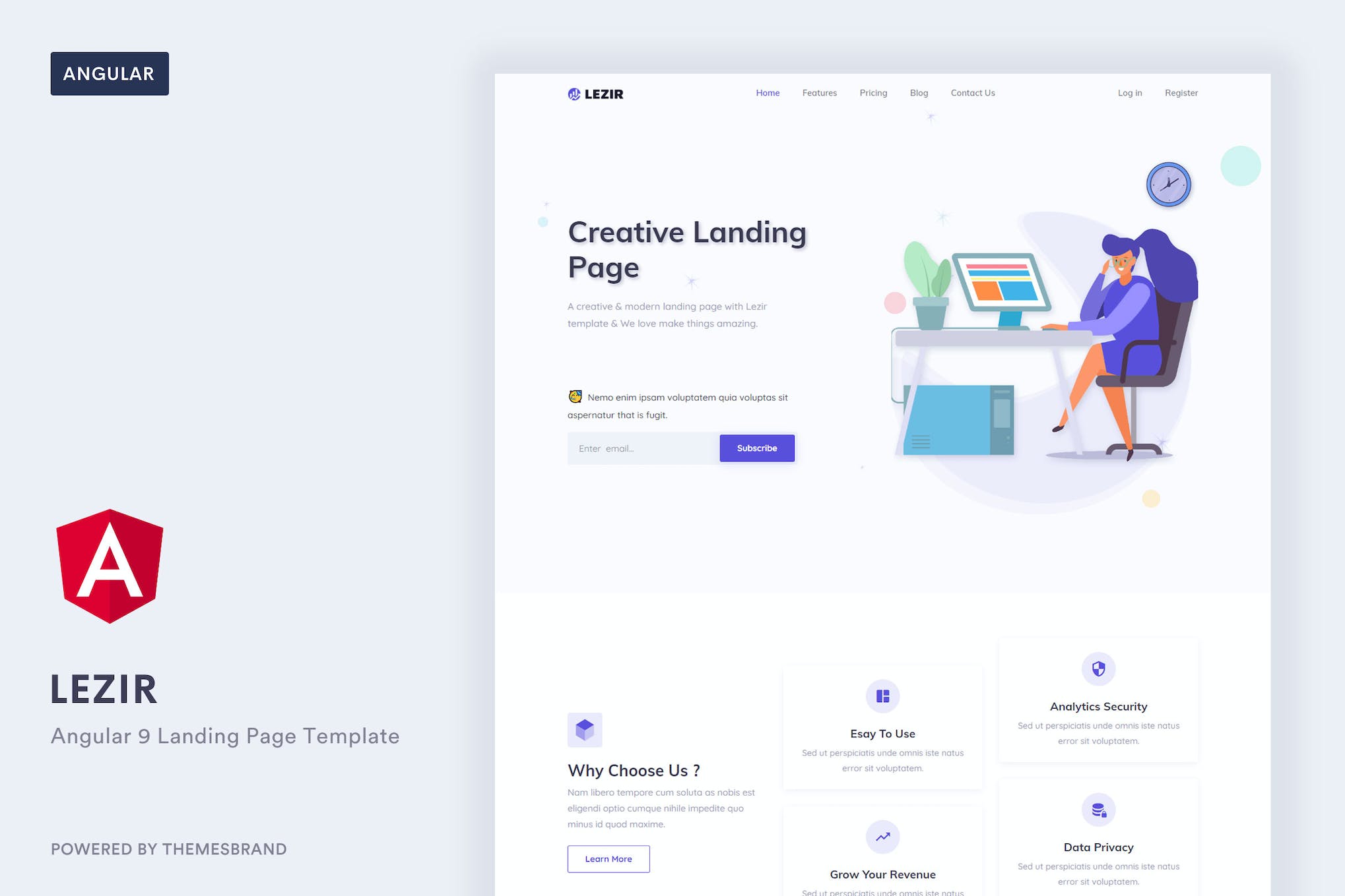 Lezir - Angular Landing Page Template