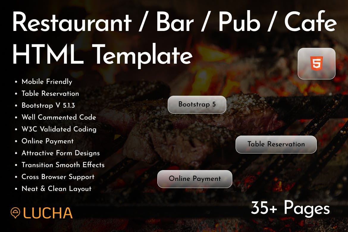 Lucha - Multipage Restaurant HTML Template- Download for Wordpress