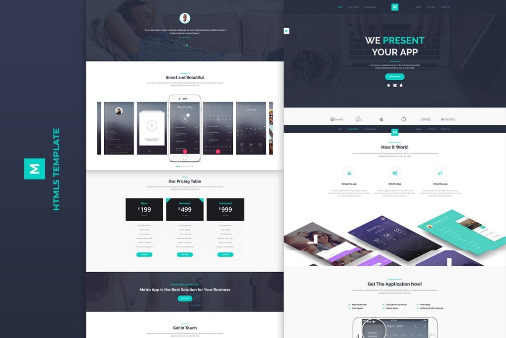 Metro App - Application HTML Template- Download for Wordpress