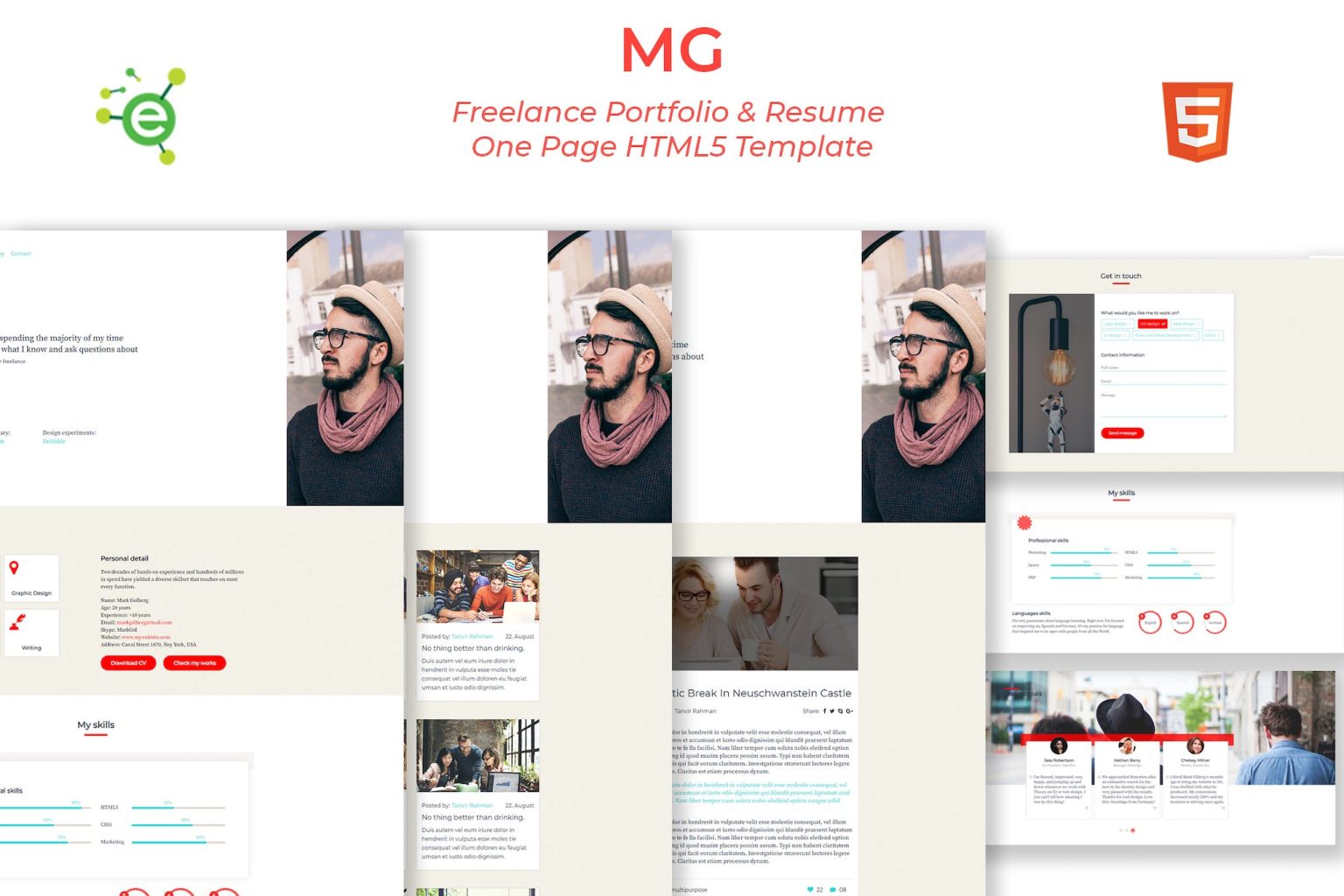 MG - Portfolio and Resume HTML Template- Download for Wordpress