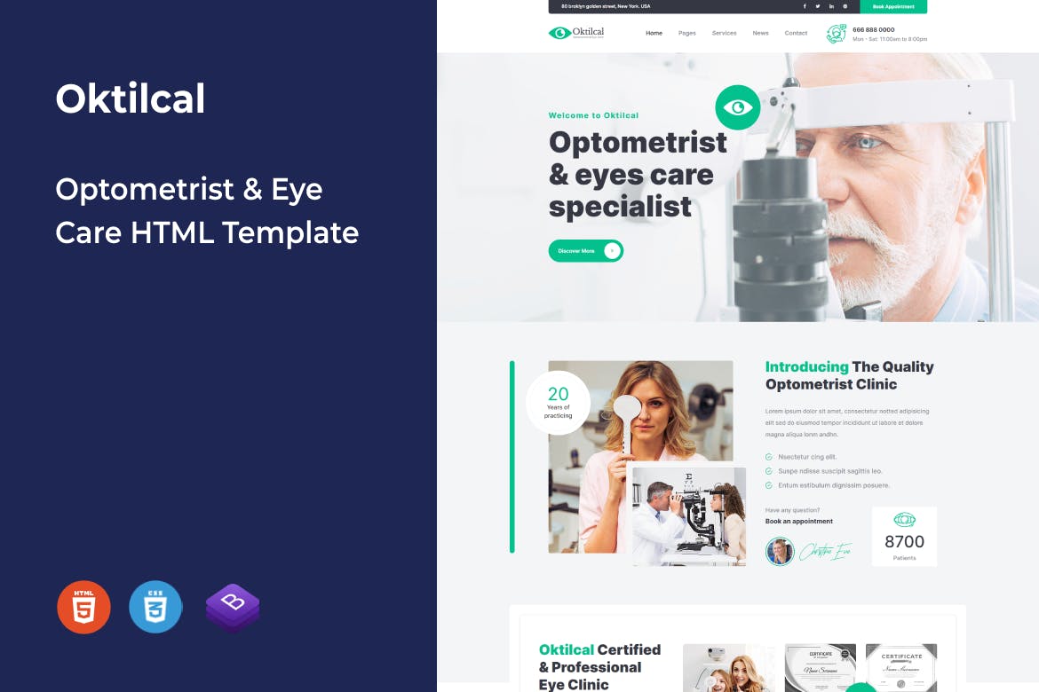 Oktilcal - Optometrist & Eye Care HTML Template- Download for Wordpress