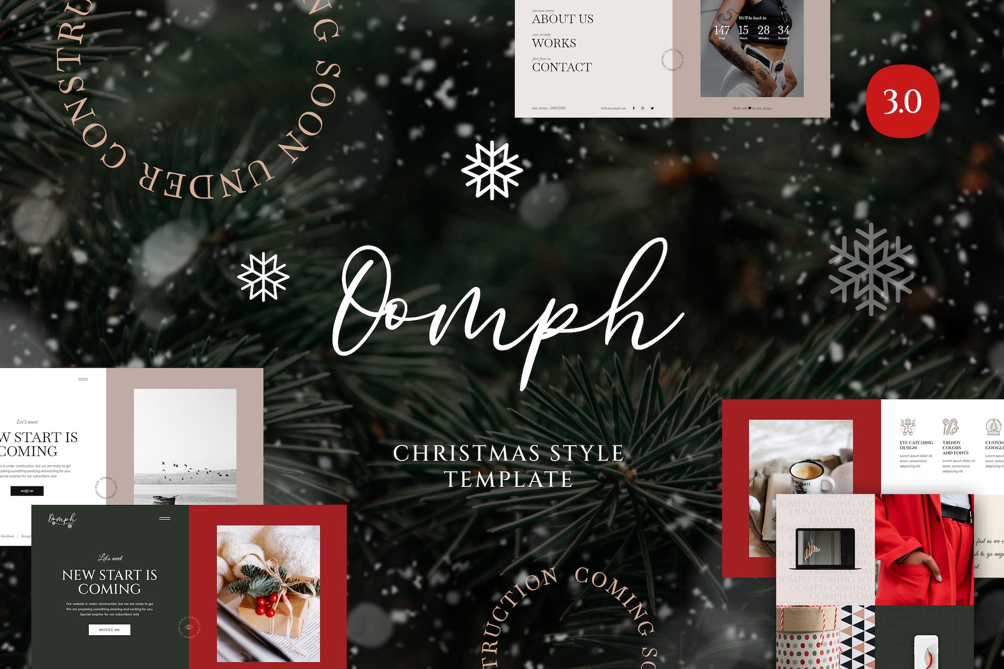 Oomph - Christmas Style One Page Template- Download for Wordpress