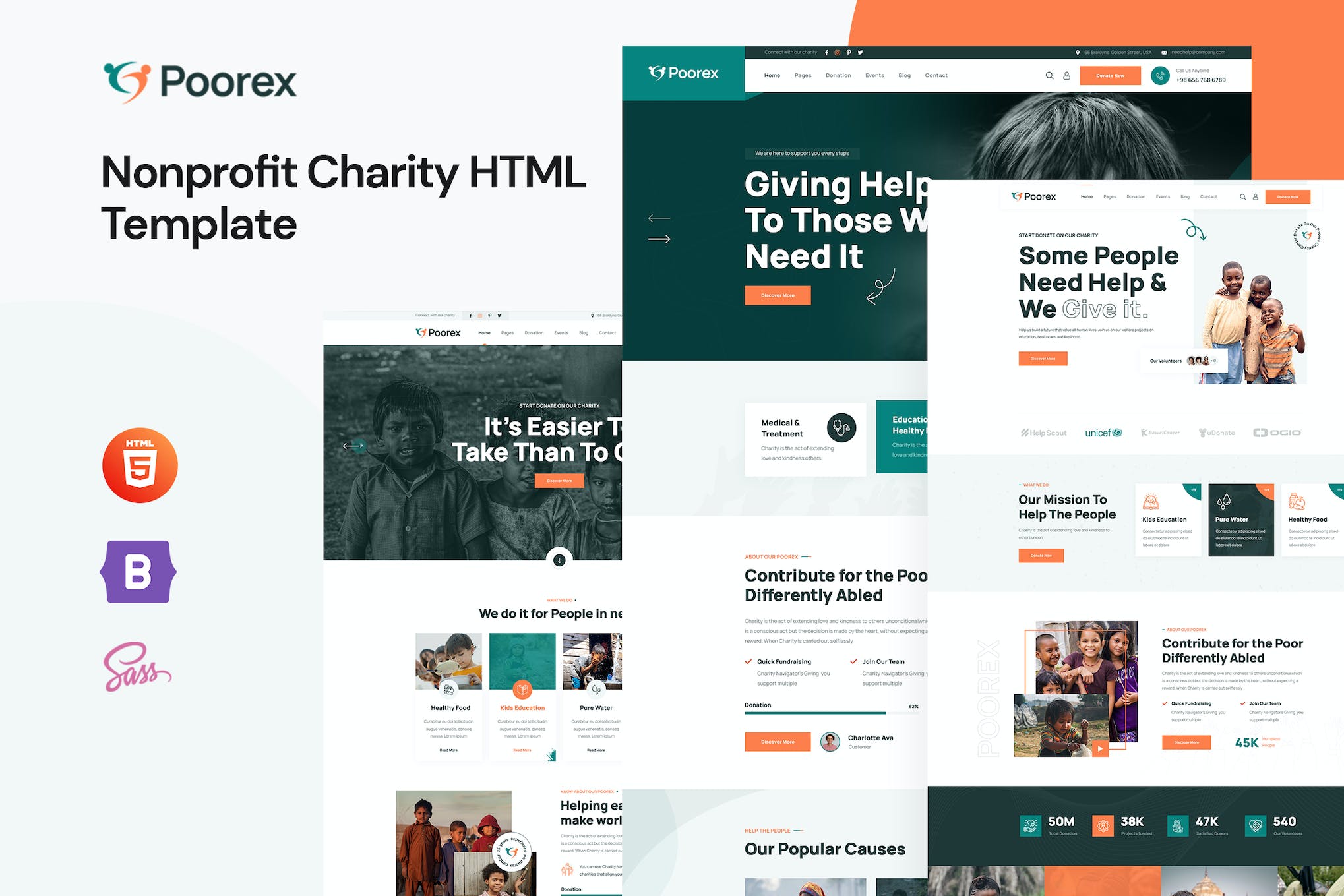 Poorex - Nonprofit Charity HTML Template- Download for Wordpress