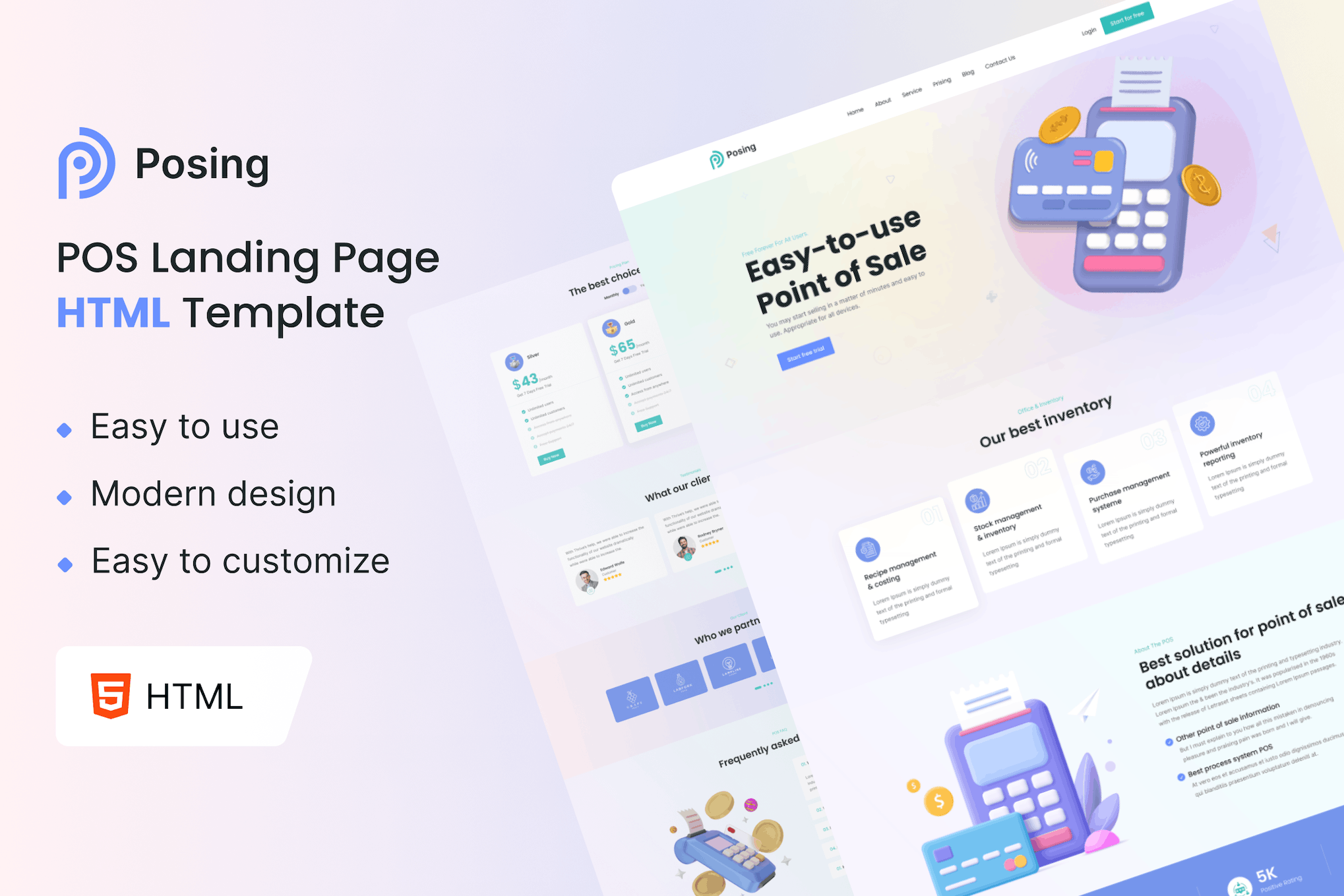 Posing - Point of Sale Landing Page HTML Template- Download for Wordpress