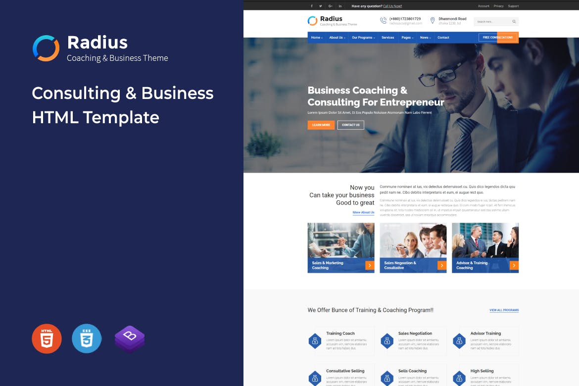 Radius - Consulting & Business HTML Template- Download for Wordpress