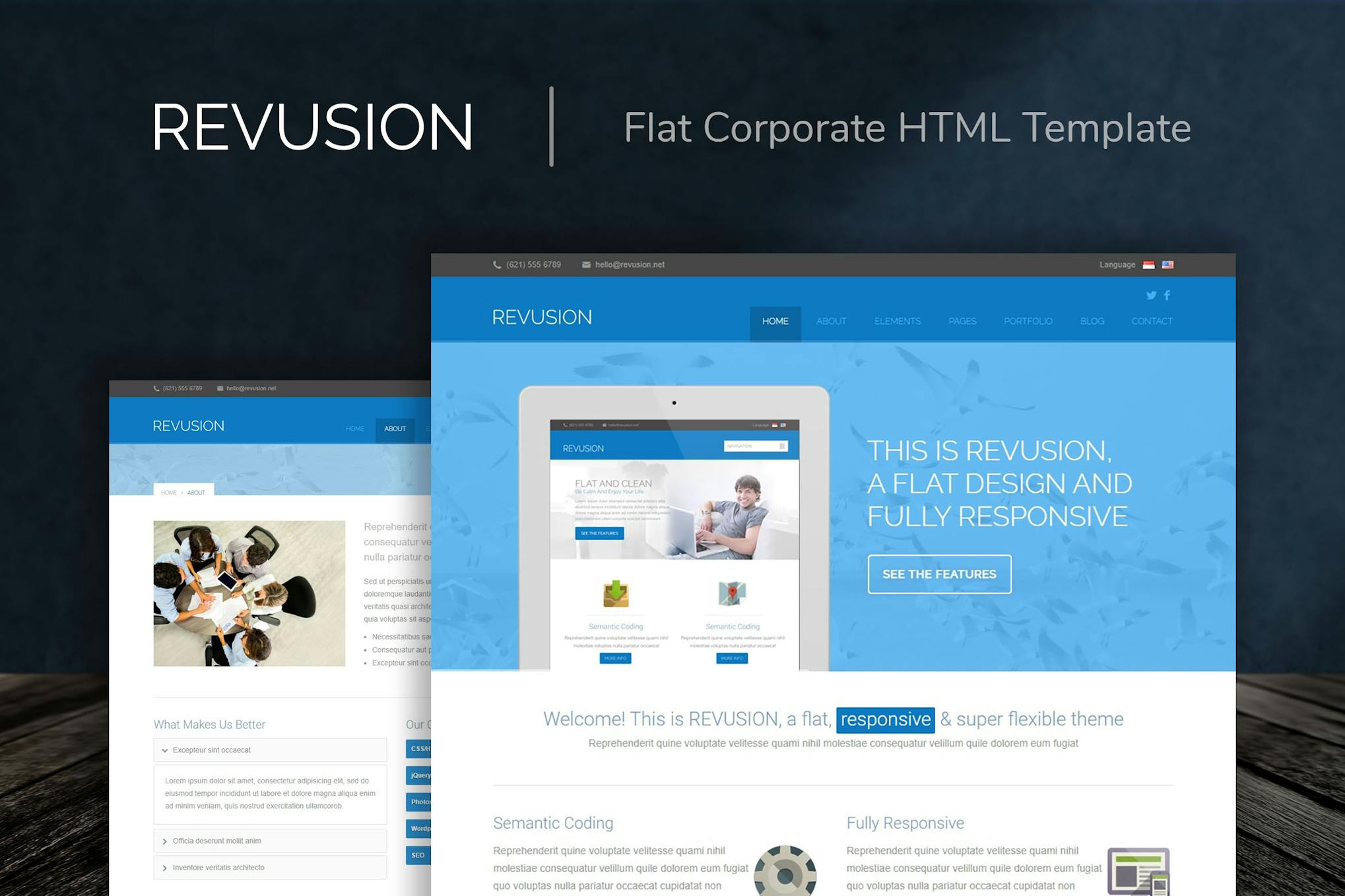 Revusion - Flat Corporate HTML Template- Download for Wordpress