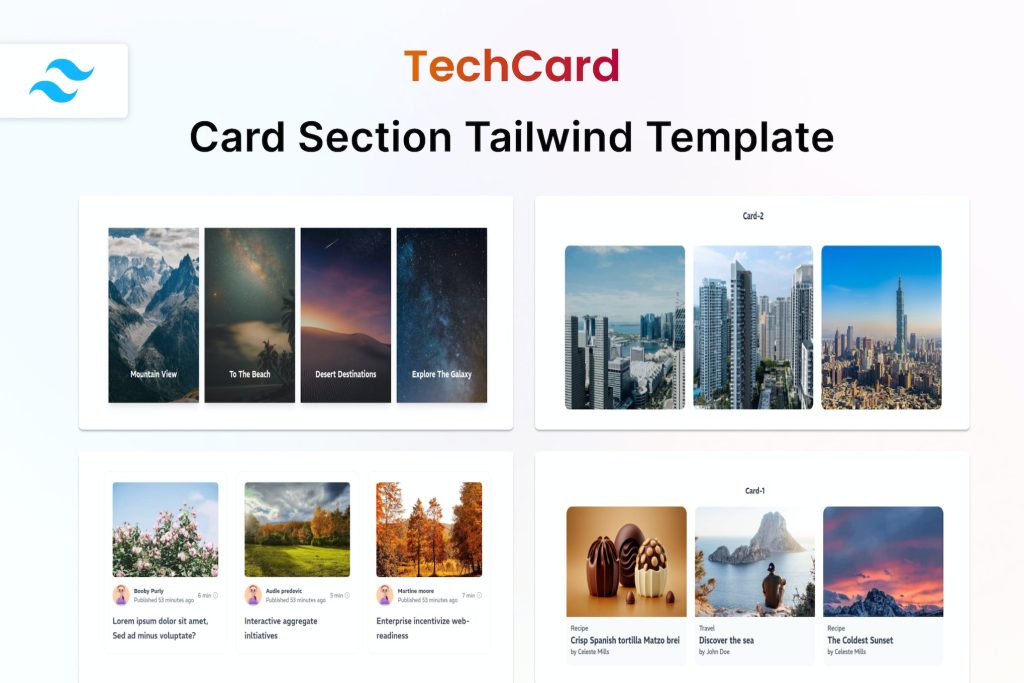 TechCard - Tailwind CSS Card HTML Template