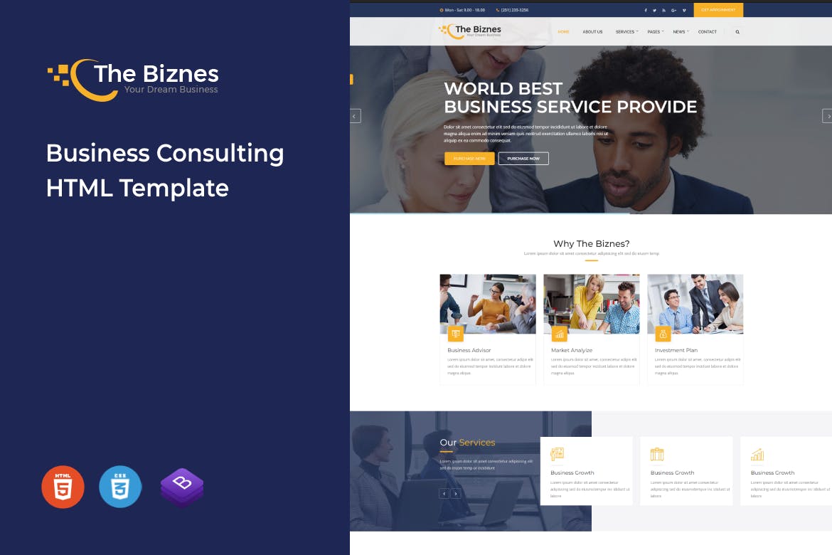The Business - Business Consulting HTML Template- Download for Wordpress