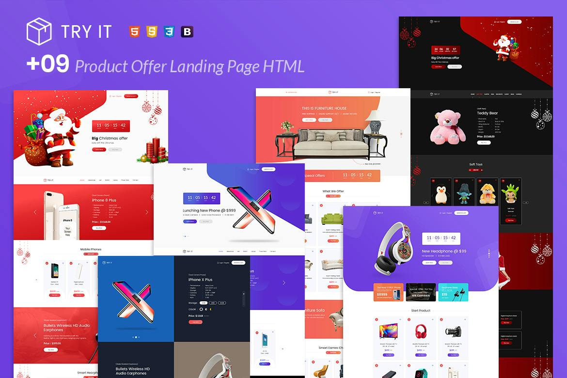 Tryit - Product Offer Landing Pages HTML Template- Download for Wordpress