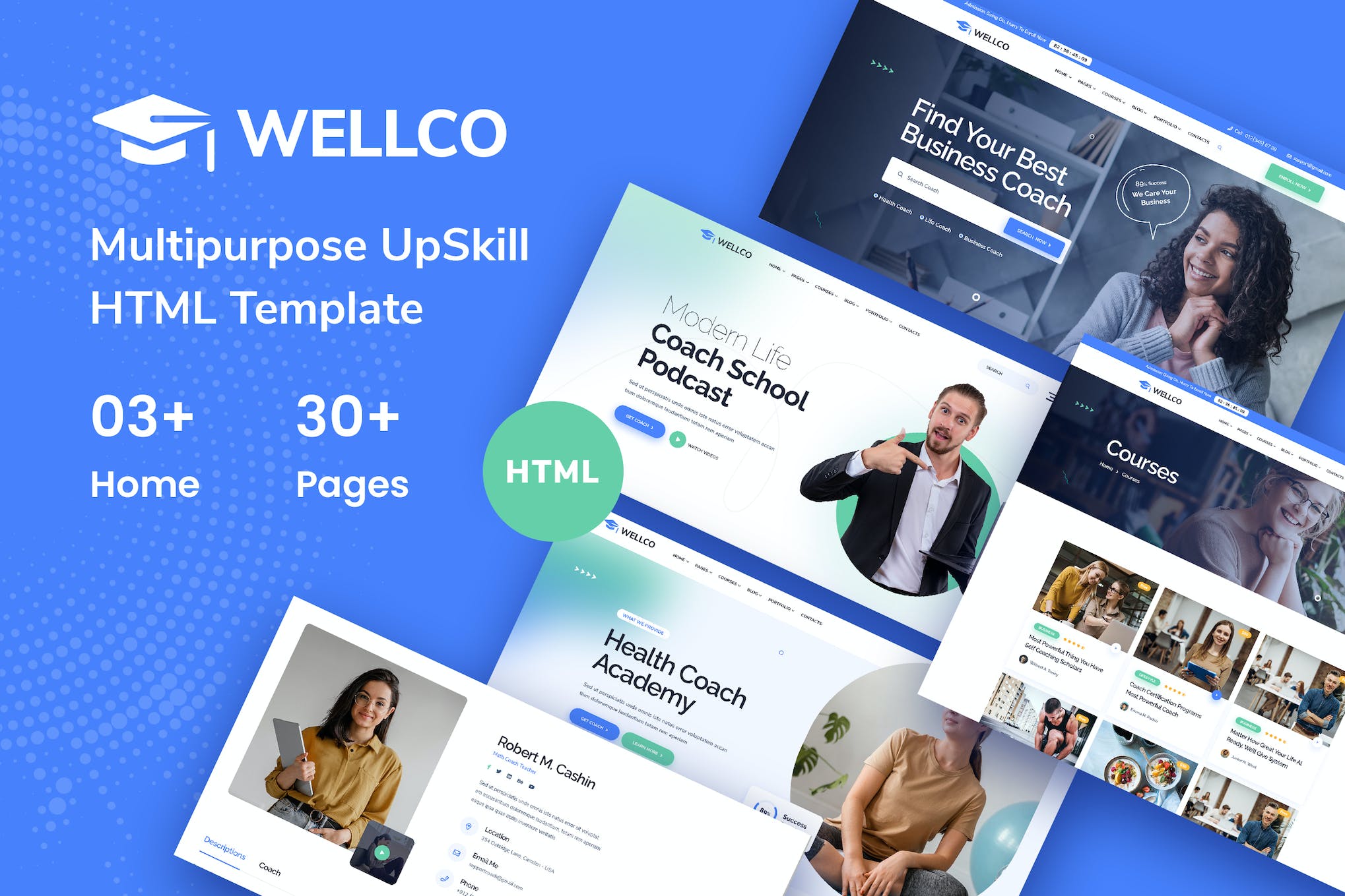 Wellco - Life Coach, Online Courses HTML Template- Download for Wordpress