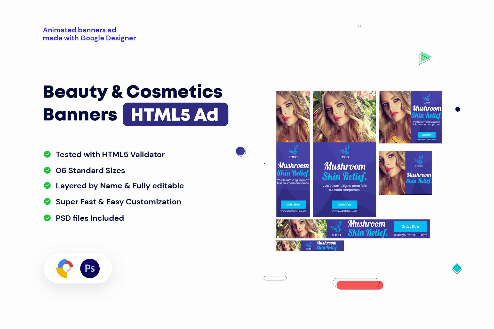 Beauty and Cosmetics Banners HTML - GWD & PSD- Download for Wordpress