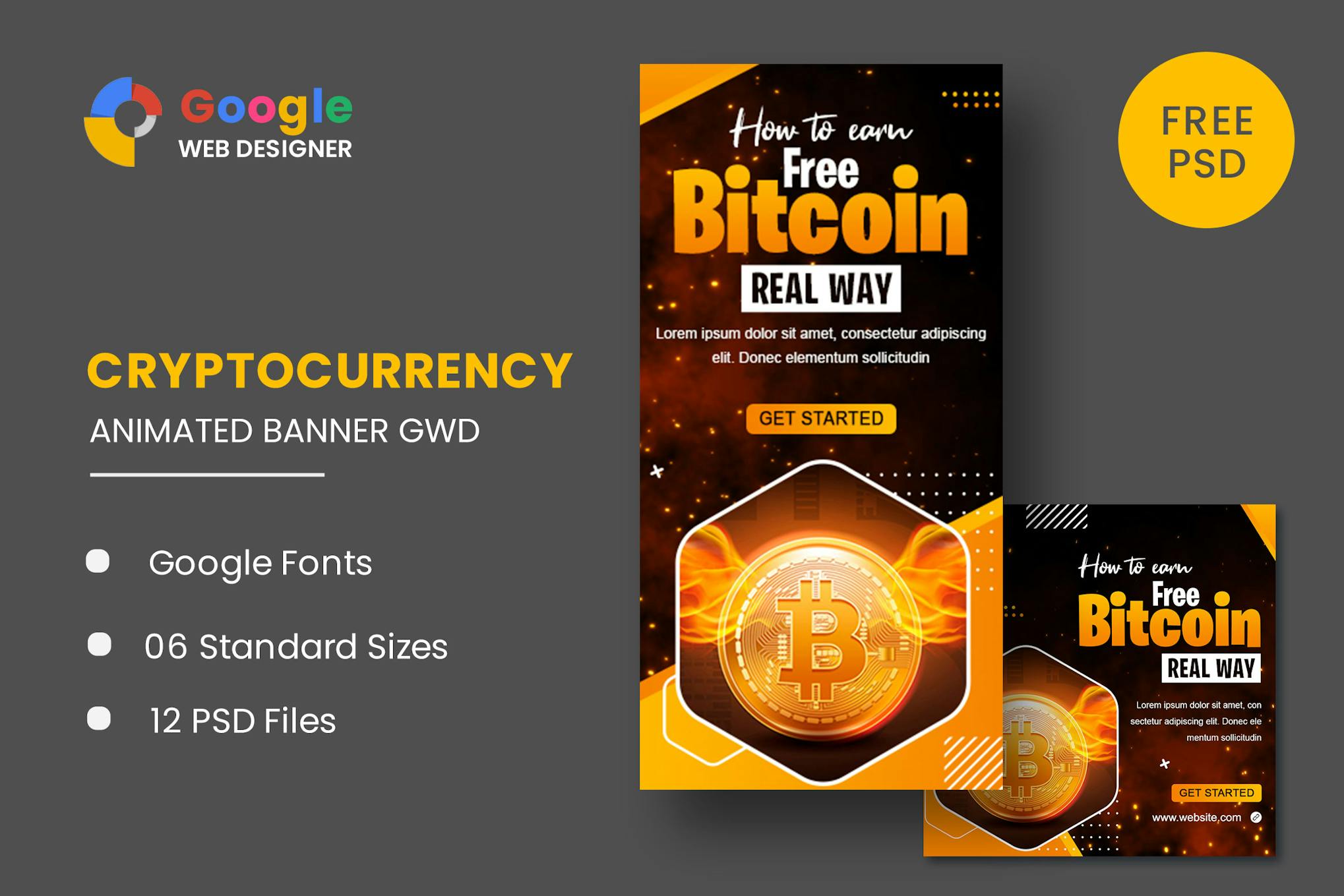 BitCoin Animated Banner Google Web Designer- Download for Wordpress