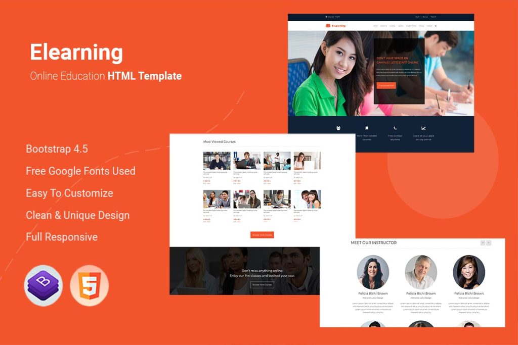 E-LEARNING Online Education HTML Template- Download for Wordpress