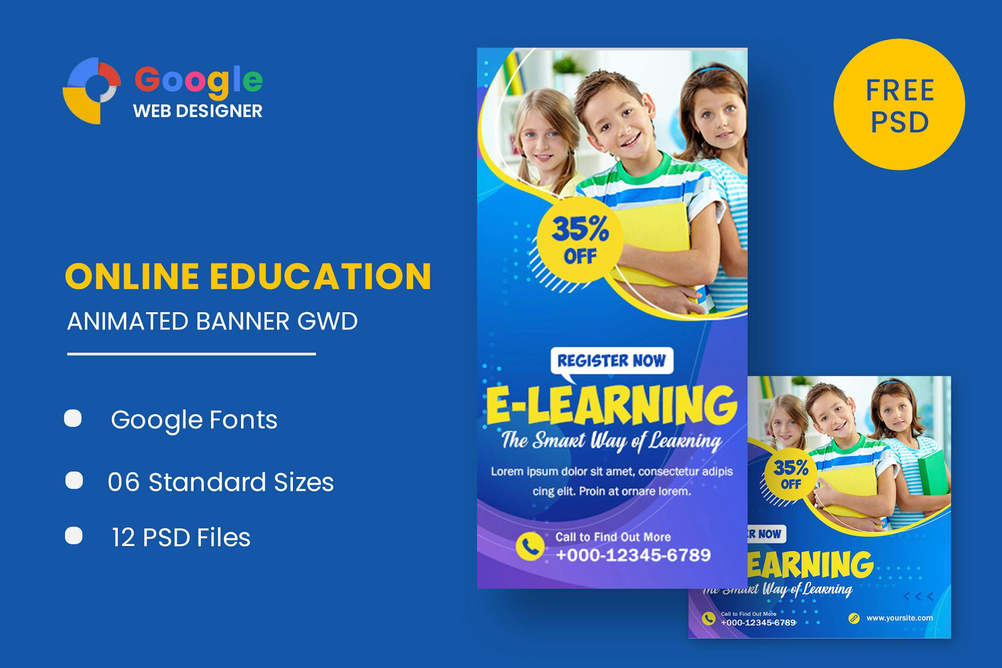 Education Online HTML Banner Ads GWD- Download for Wordpress
