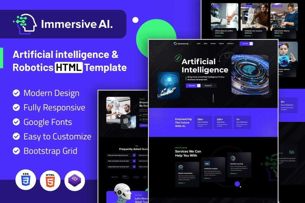 Immersive AI - Robotics HTML Template