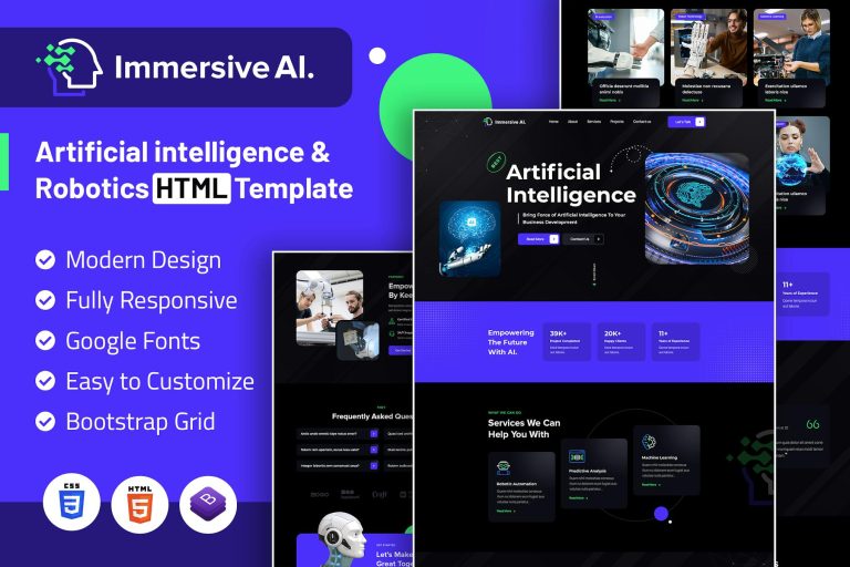 Immersive AI - Robotics HTML Template