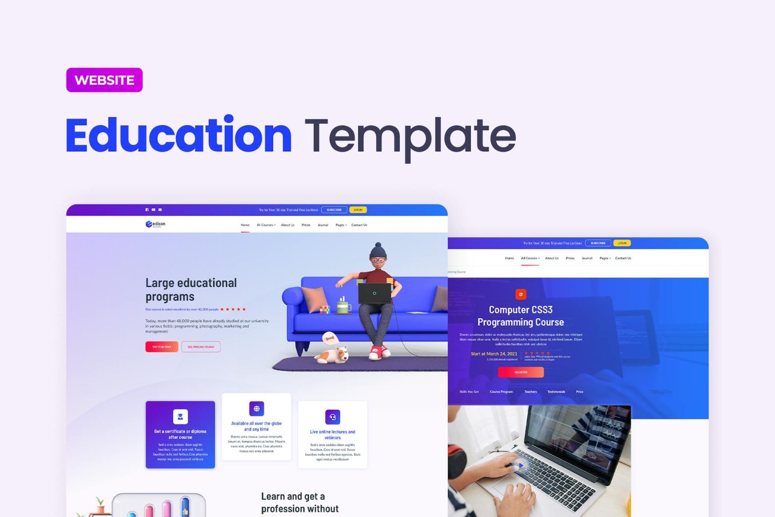 Online Education Website Template- Download for Wordpress