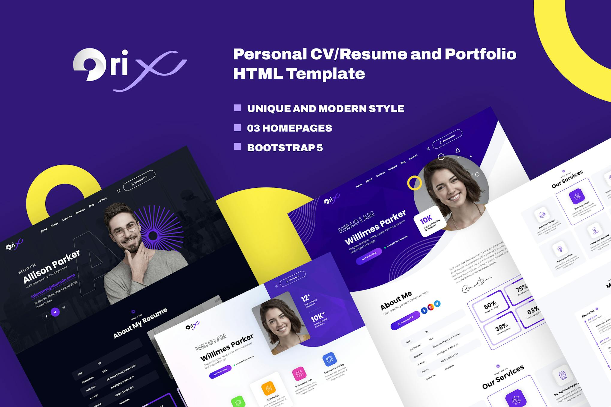 Orix - Personal CV/Resume and Portfolio HTML