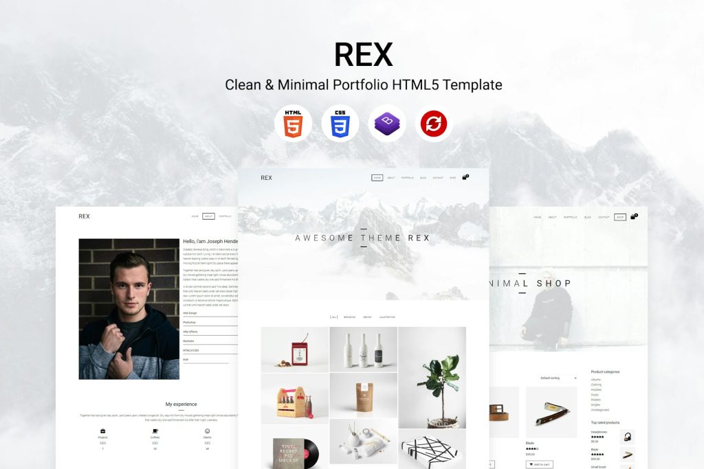 Rex - Clean & Minimal Portfolio HTML5 Template- Download for Wordpress