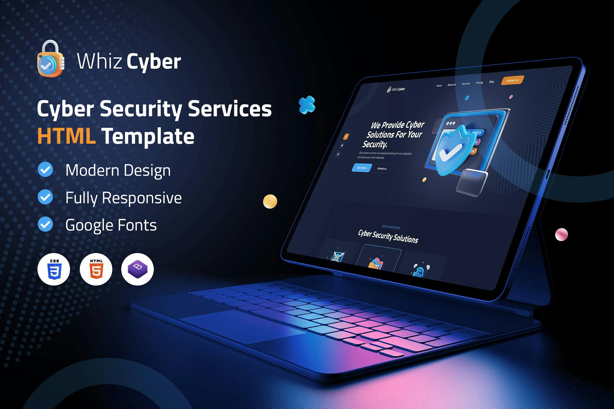 WhizCyber - Cyber Security HTML Template- Download for Wordpress
