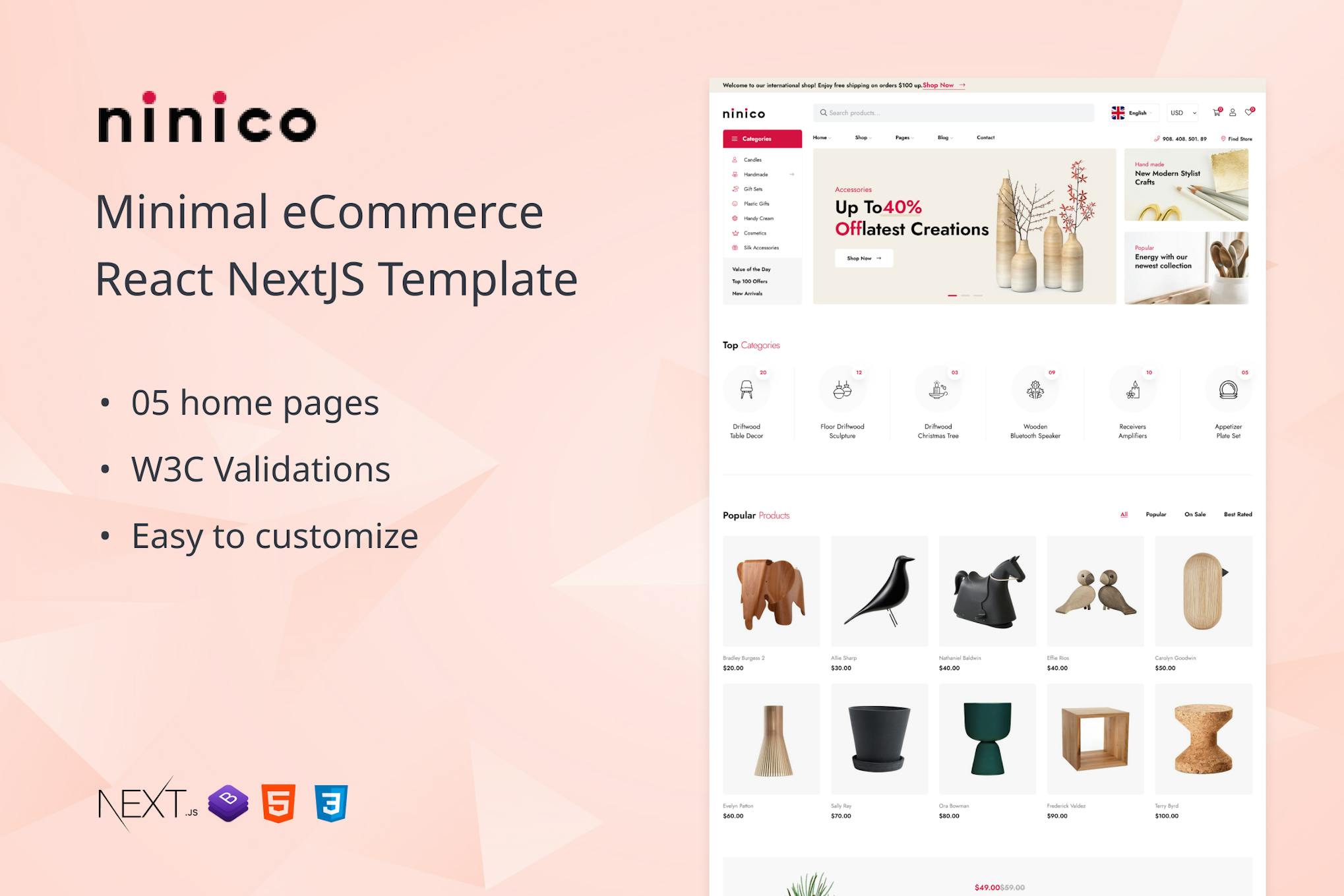 Ninico - Minimal eCommerce React NextJS Template