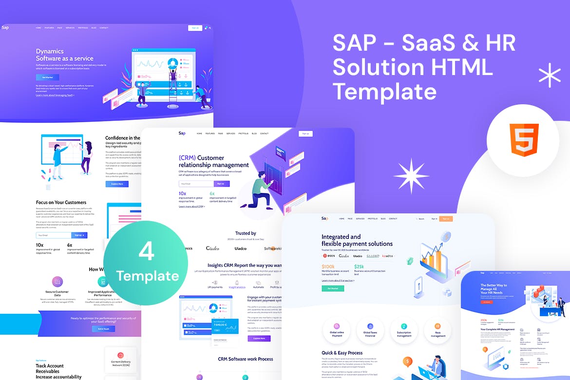 SAP - SaaS & HR Solution HTML Template