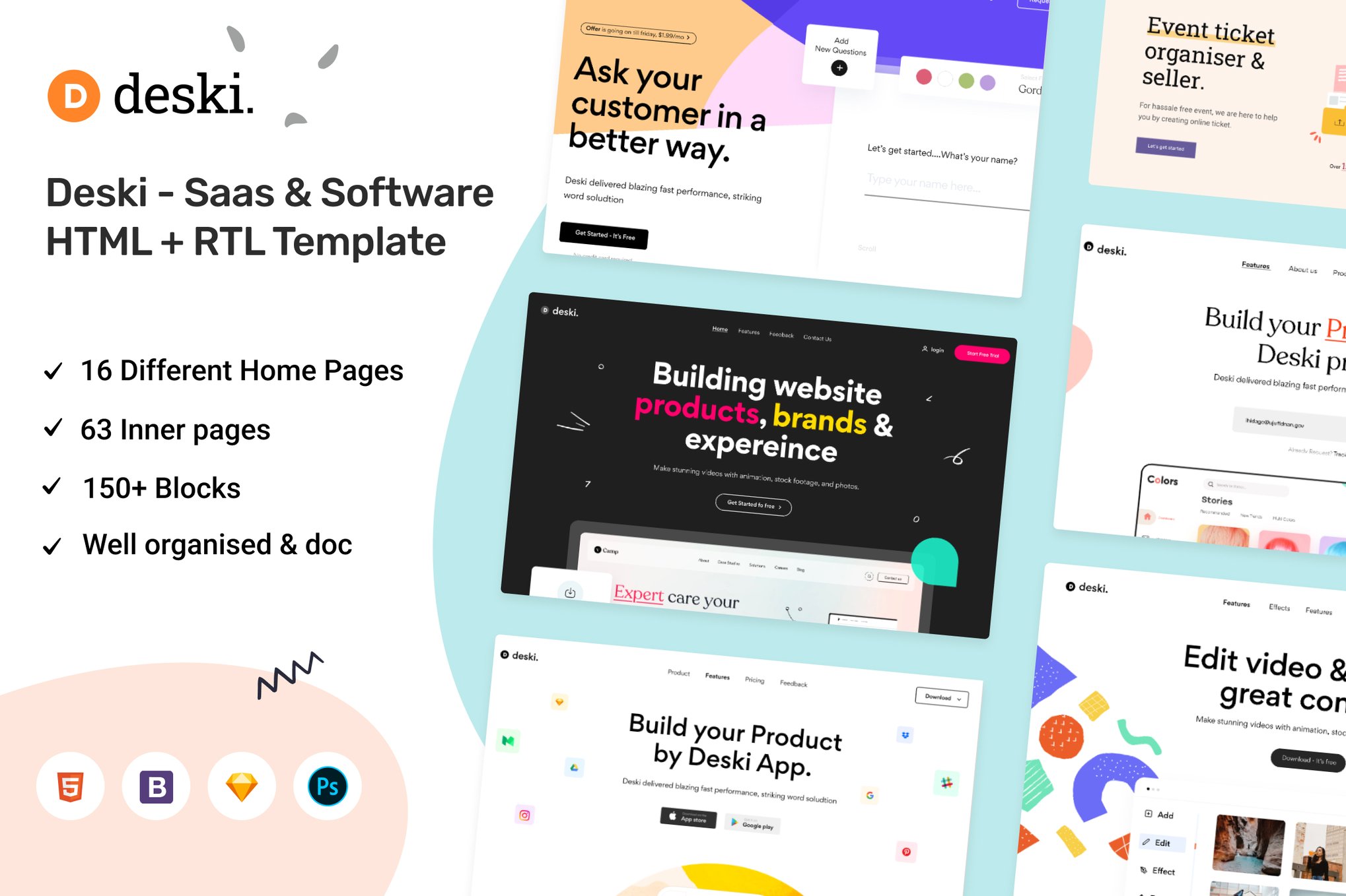 Deski - Saas & Software HTML + RTL Template