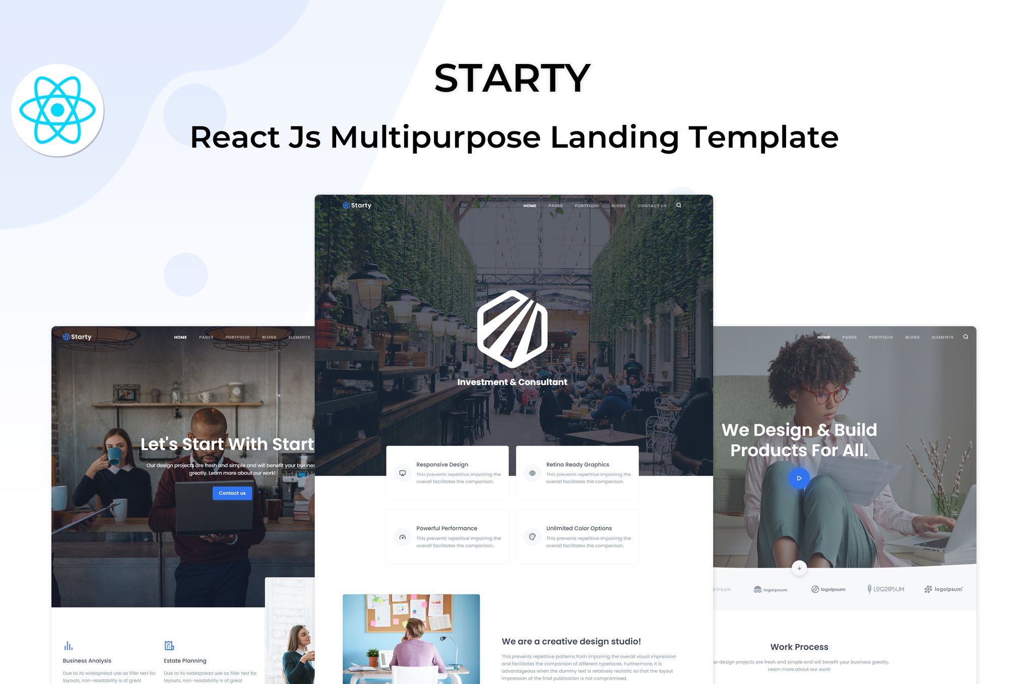 Starty - React Multipurpose Landing Template