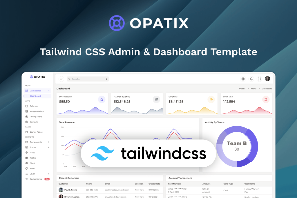 Tailwind CSS 3 Admin & UI Kit Template - Opatix