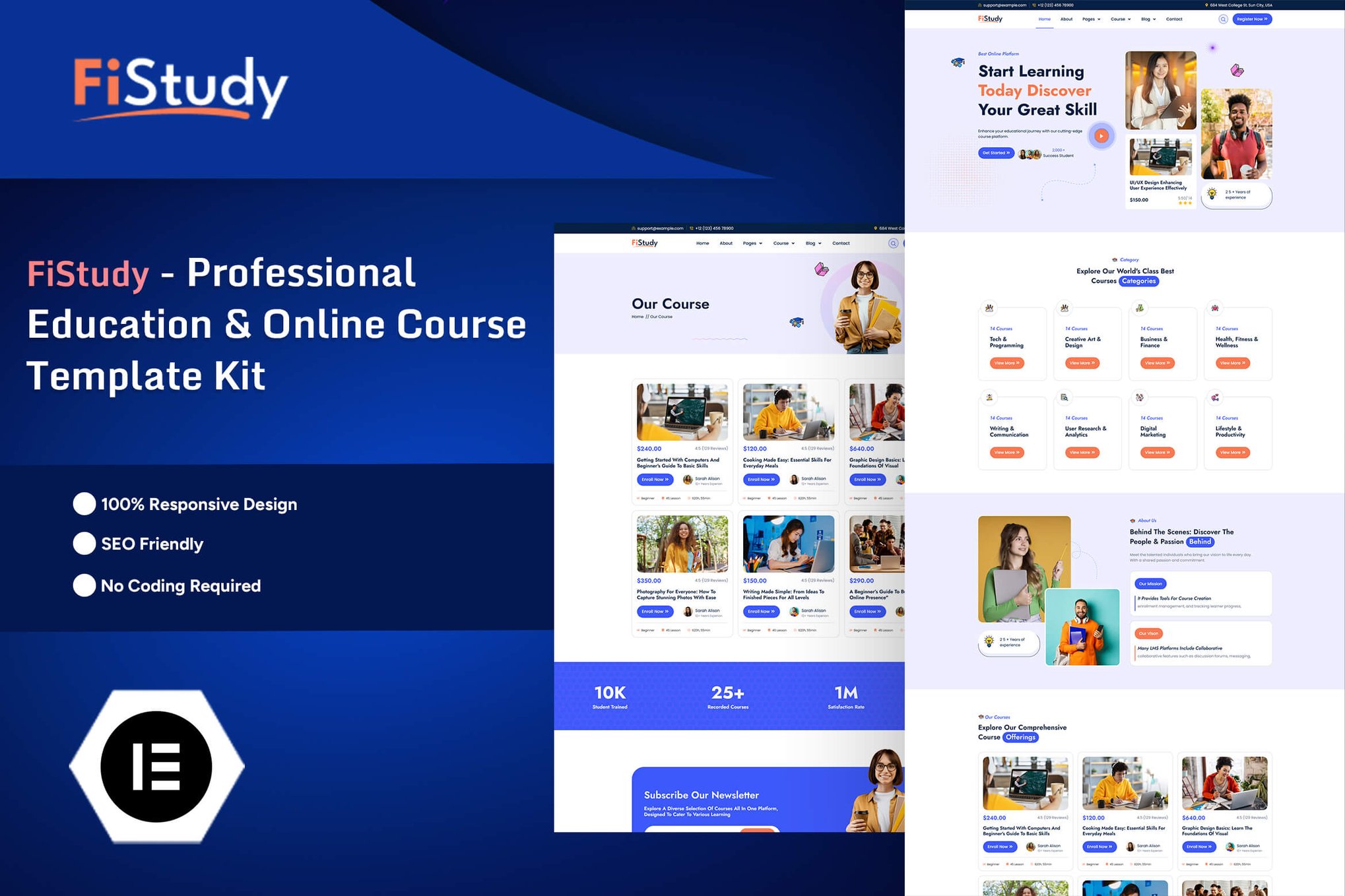 FiStudy- Professional Education & Online Course Elementor Pro Template Kit