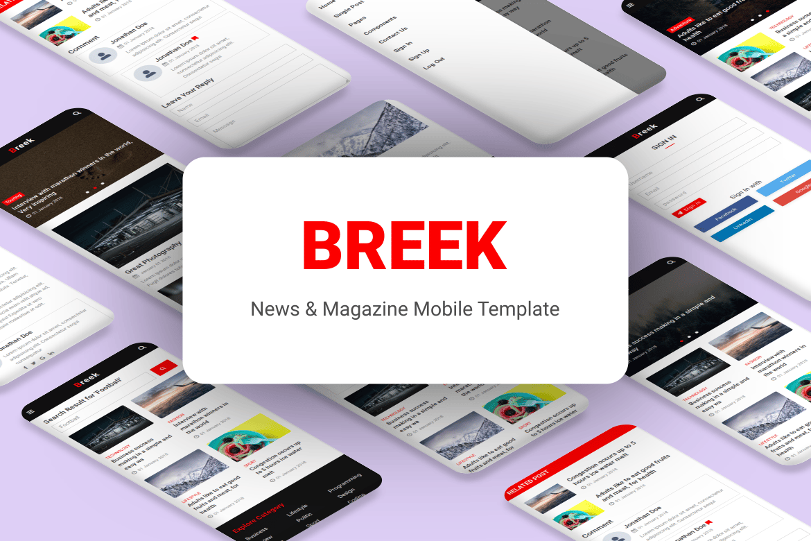Breek - News and Magazine Mobile Template