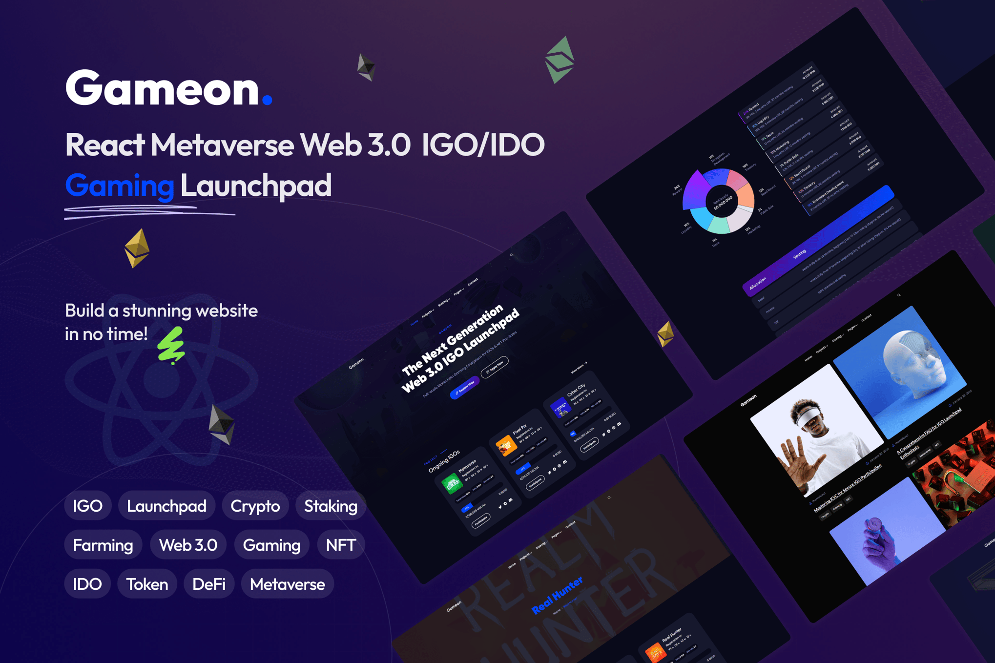Gameon - Metaverse IGO Launchpad React Template
