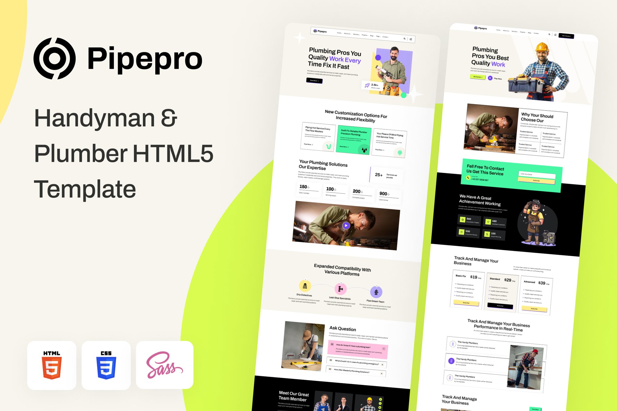 Pipepro - Handyman and Plumber HTML Template