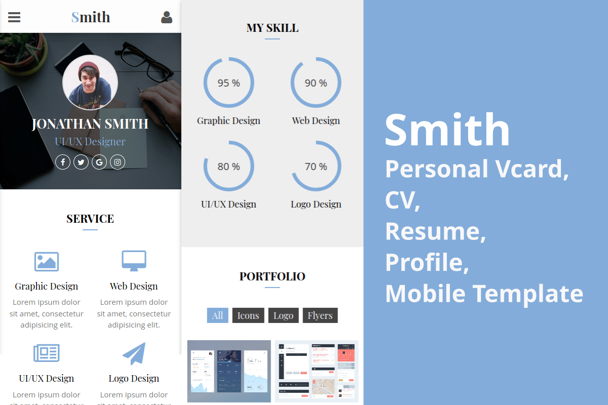Smith - Personal vCard, Profile Mobile Template