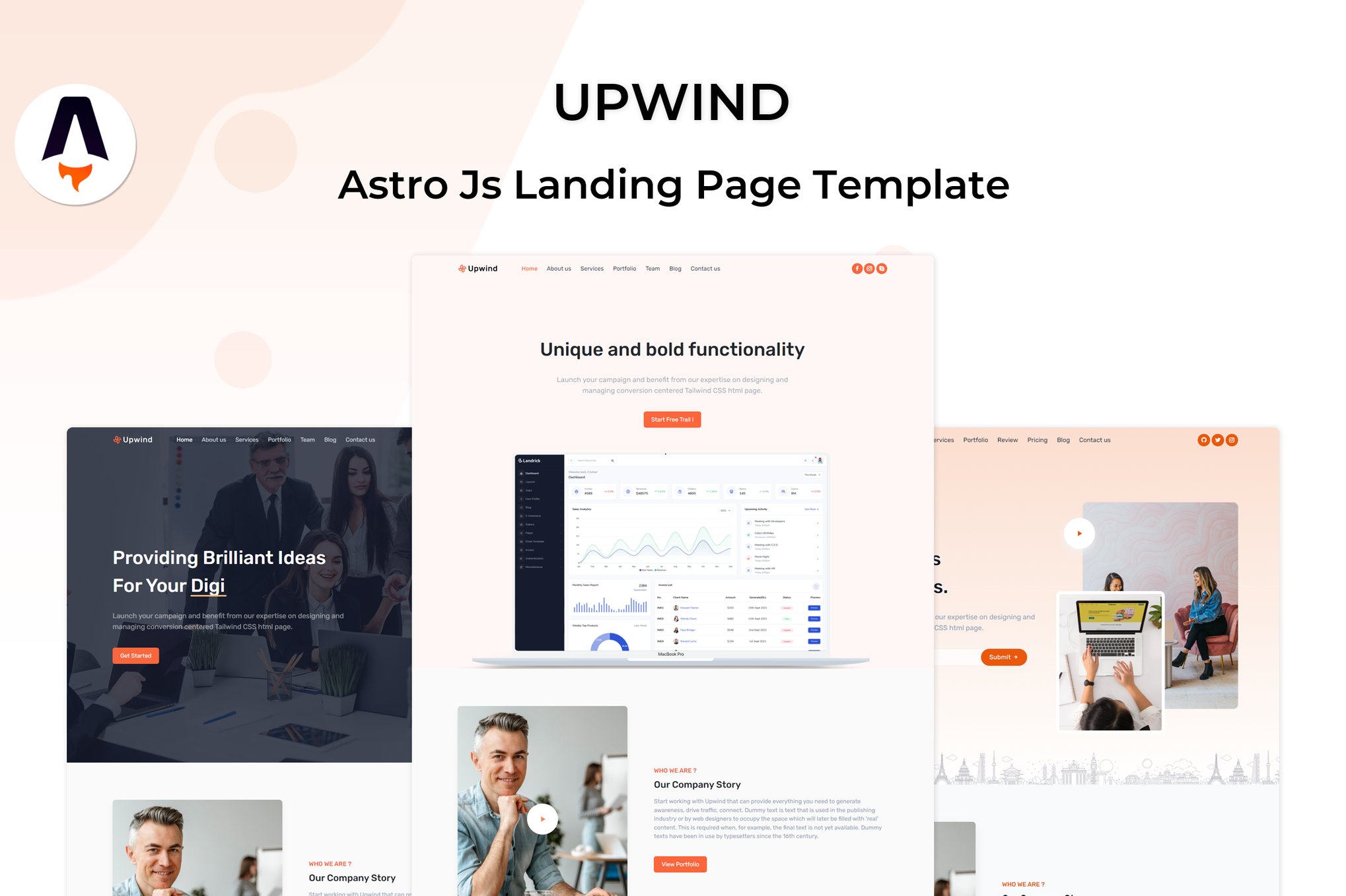Upwind - Astro Js Landing Page Template