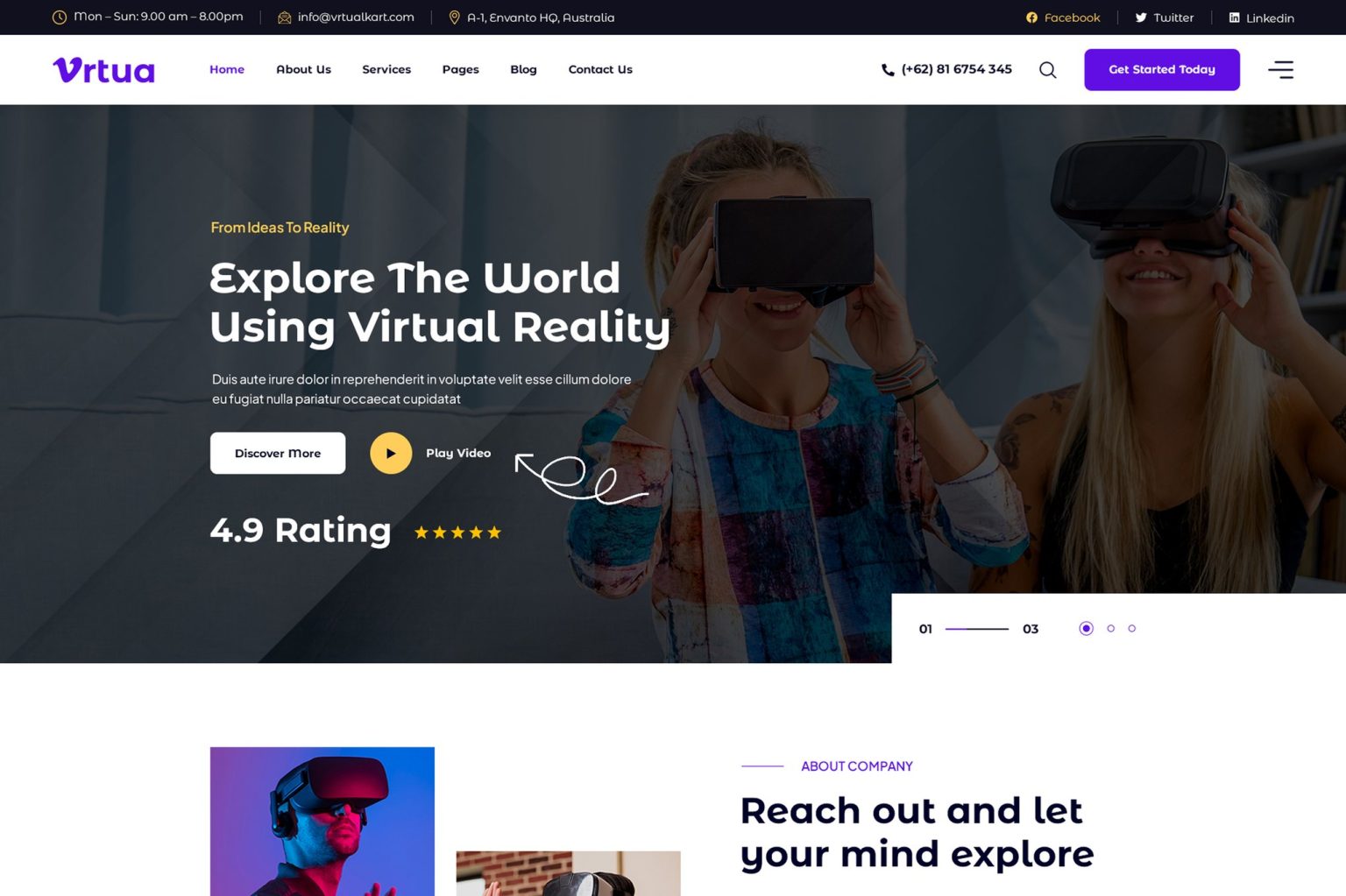 Vrtua - Virtual Reality Services React JS Template