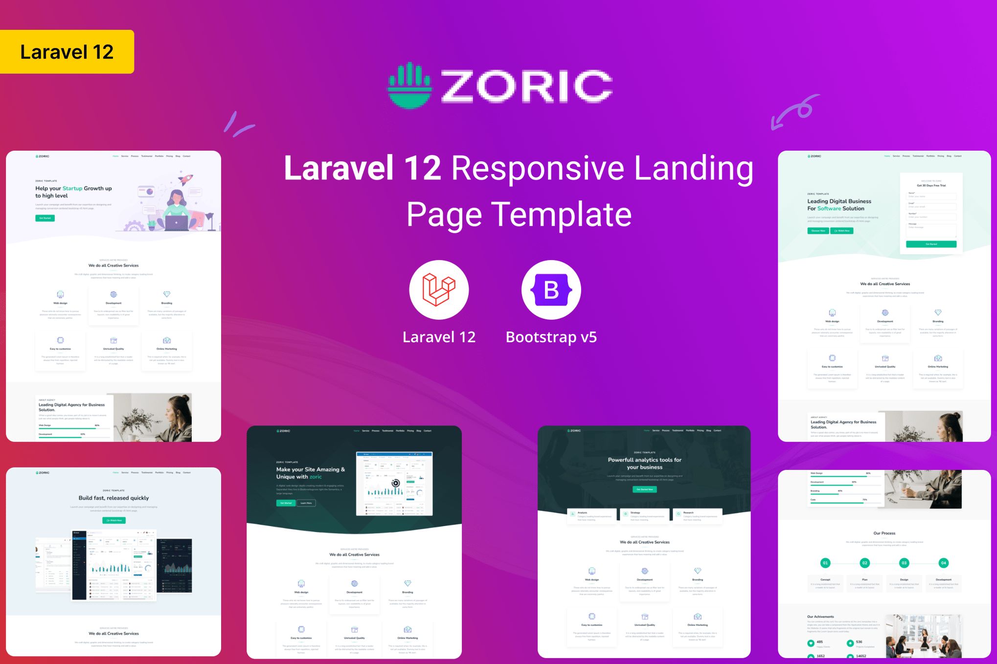 Zoric Laravel 12 Responsive Landing Page Template