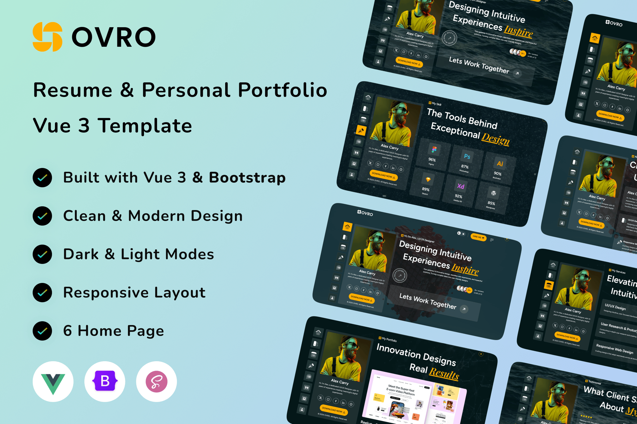 Ovro- Vue 3 Resume & Personal Portfolio Template